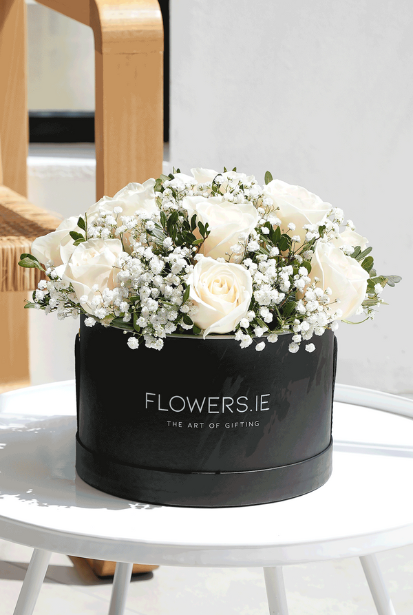 Sympathy Ivory Bliss Hatbox– Flowers.ie